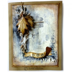 Wood Red Oak Leaf and Twig Shape for altered art and crafts